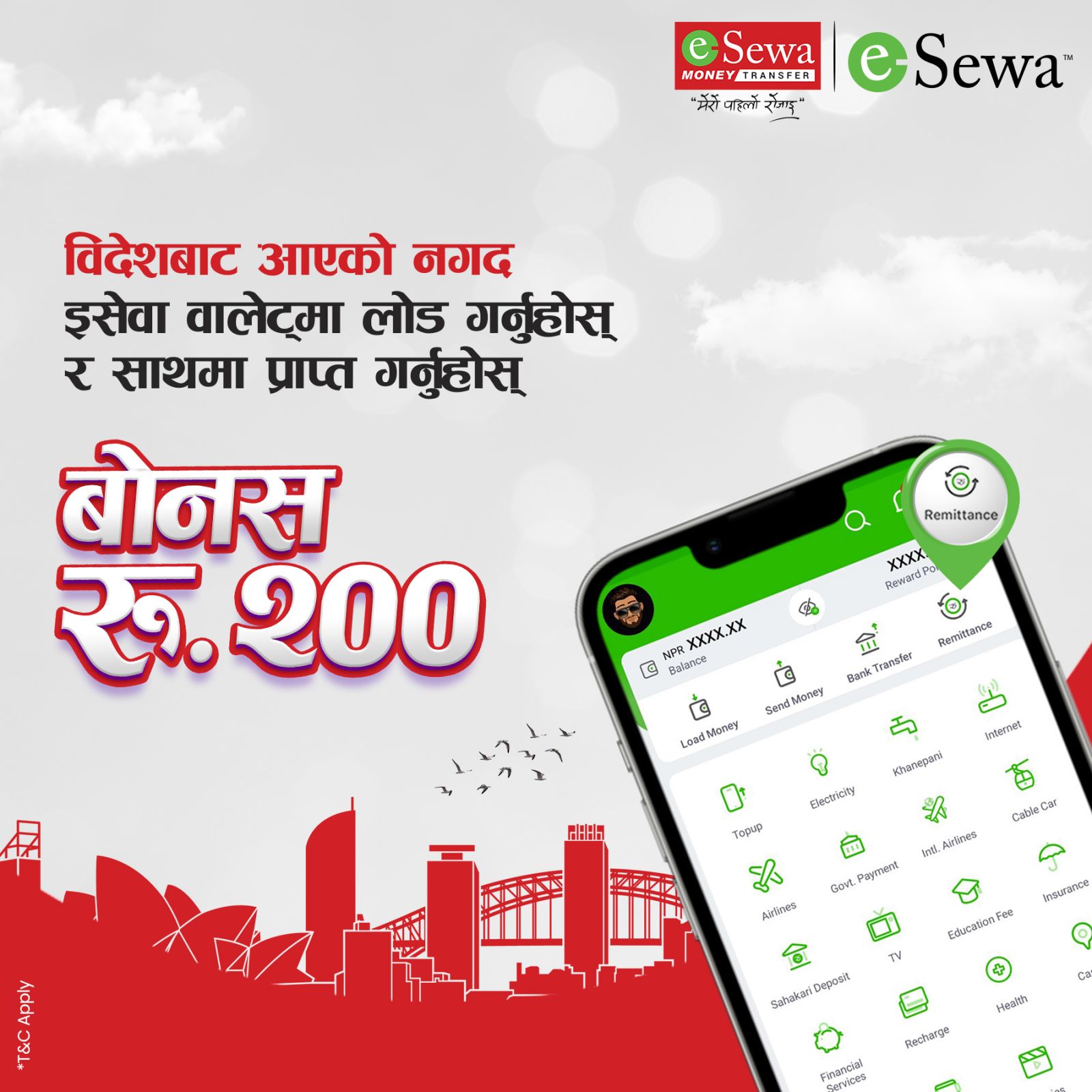 NPR. 200 Cashback on loading cash remittance into eSewa wallet ...